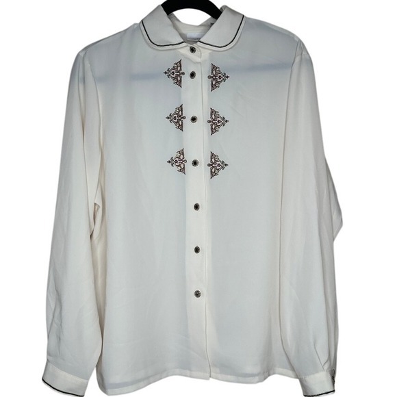 Koret | Tops | Vintage Koret Embroidered Blouse Long Sleeve Button Up ...